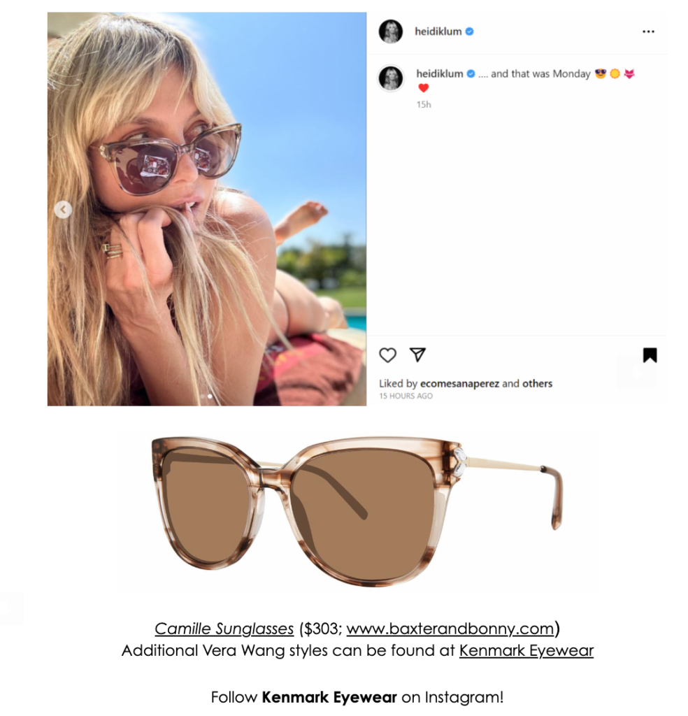 Heidi Klum Soaks Up the Sun in Vera Wang Eyewear!